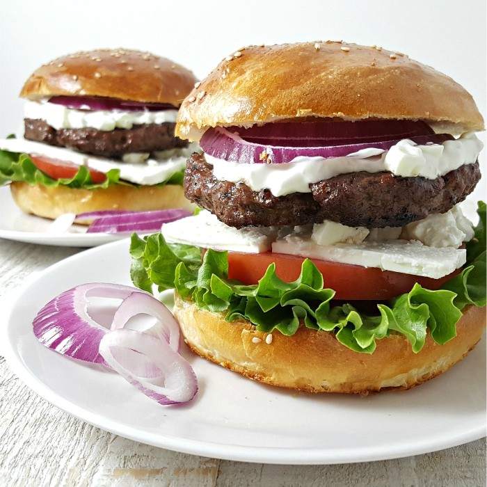 Big Fat Greek Feta Burgers • Zona Cooks