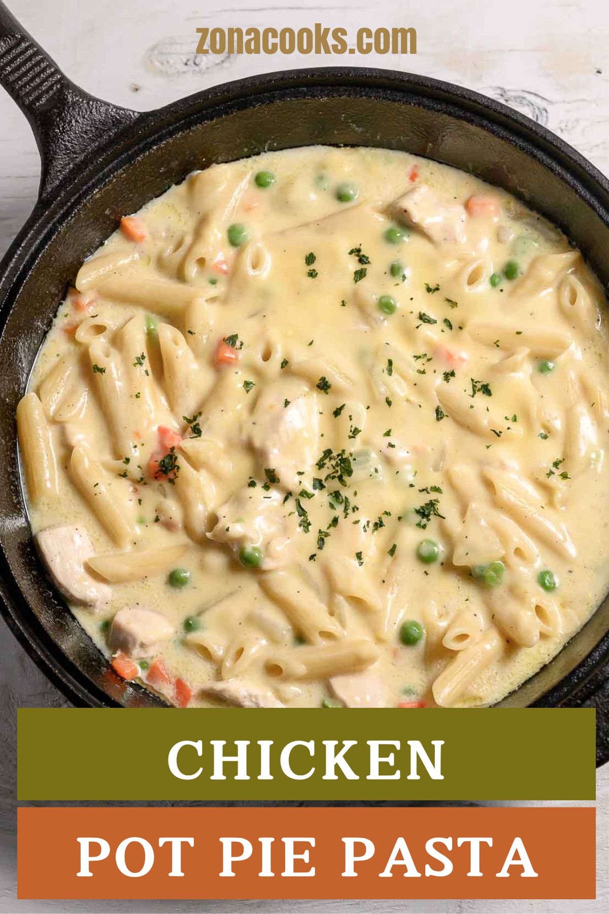 Chicken Pot Pie Pasta (7 ingredients, 20 minutes!) • Zona Cooks